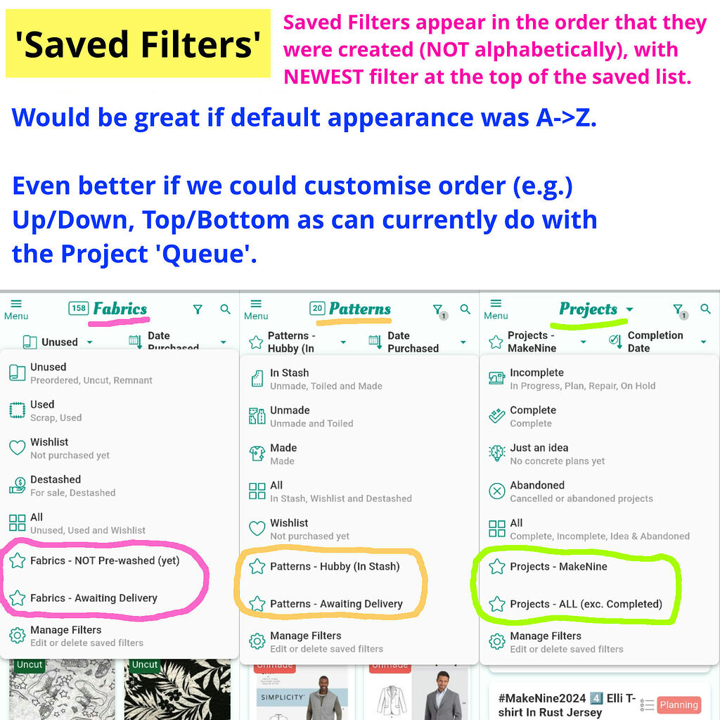 IDEA: 'Saved Filters' customise order of appearance please - Feedback ...